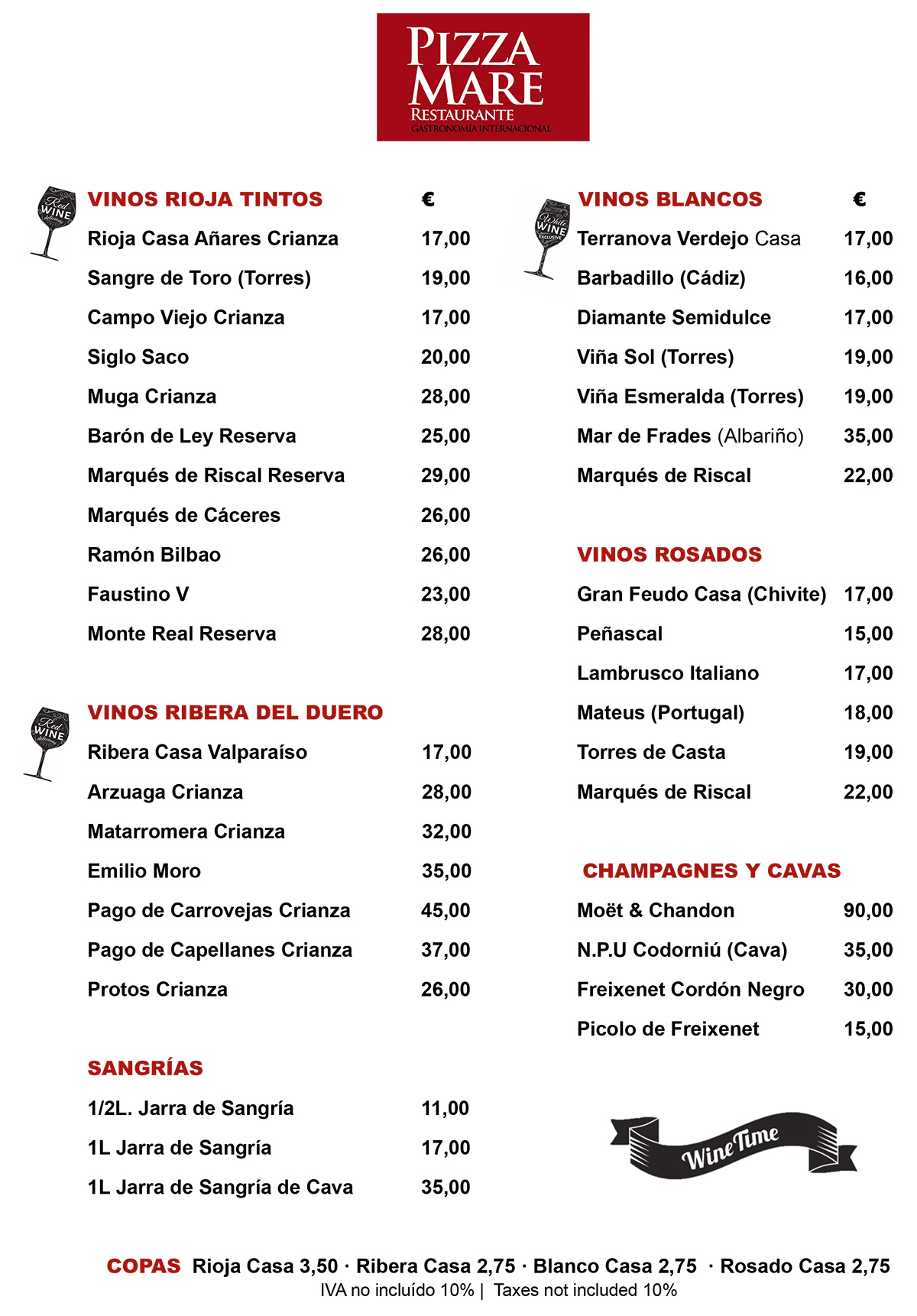 Menu - Pizza Mare Torremolinos